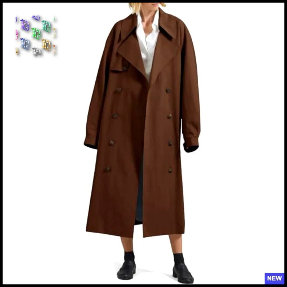 Jackets & Coats | Oversized Trench Coat Classic Double Breasted Belted ...